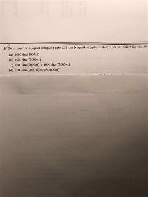 Solved Determine The Nyquist Sampling Rate And The Nyquist Chegg Com