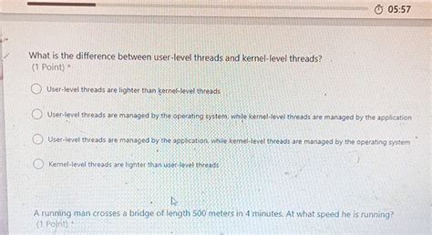 what is the difference between user level threads and kernel level