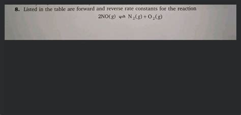 8 listed in the table are forward and reverse rate constants for the rea