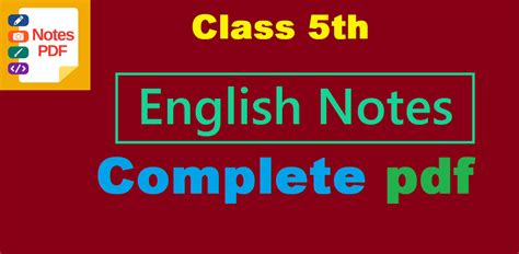 English Class 5th Notes Pdf Notes Island