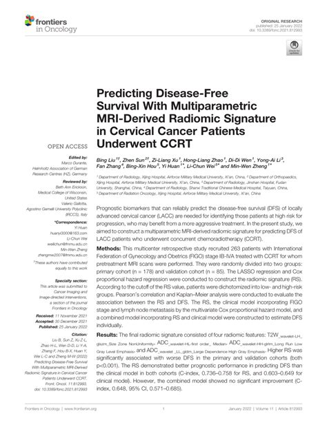 Pdf Predicting Disease Free Survival With Multiparametric Mri Derived Radiomic Signature In