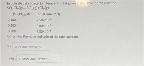 Solved Initial Rate Data At A Certain Temperature Is Given