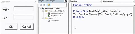 Hướng Dẫn Cách Tự động định Dạng Dữ Liệu Ngày Tháng Trong Userform Vba Học Excel Online Miễn Phí