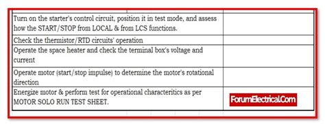 Motor Solo Run Test Sheet
