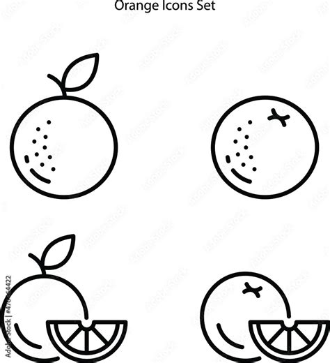 Orange Icons Set Isolated On White Background Orange Icon Thin Line