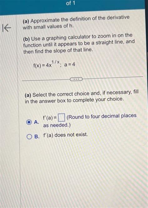 Solved A Approximate The Definition Of The Derivative With Chegg