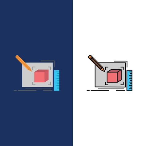 Drawing Art Sketch Line Pencil Icons Flat And Line Filled Icon Set