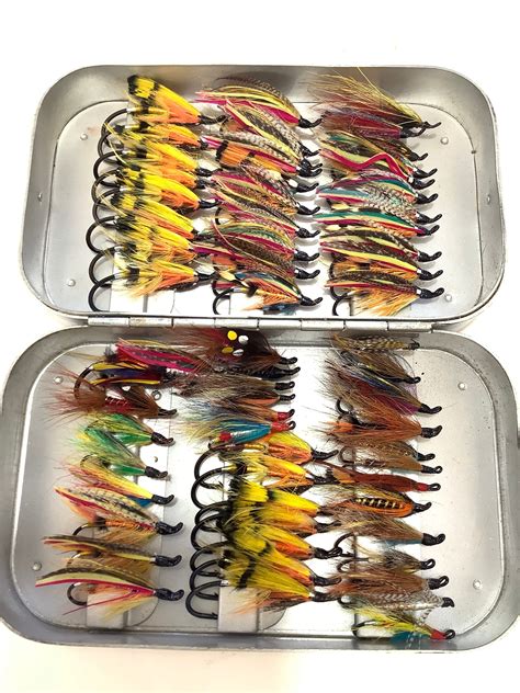 Hardy Bros Fly Box With 64 Traditional Dressed Salmon Flies Antique