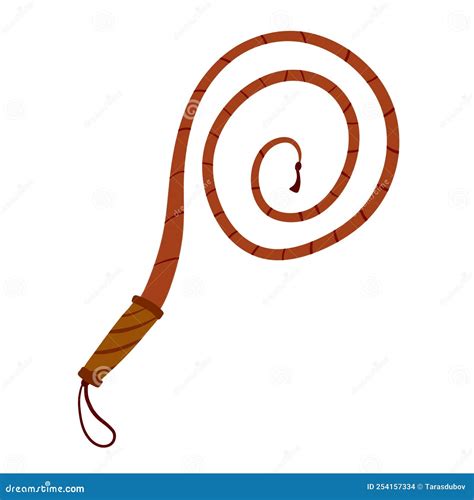 Whip For Training An Animal. Long Cord. Horsewhip Of Wild West. Flat Cartoon. Concept Of Slavery ...