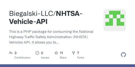 Github Biegalski Llc Nhtsa Vehicle Api This Is A Php Package For Consuming The National