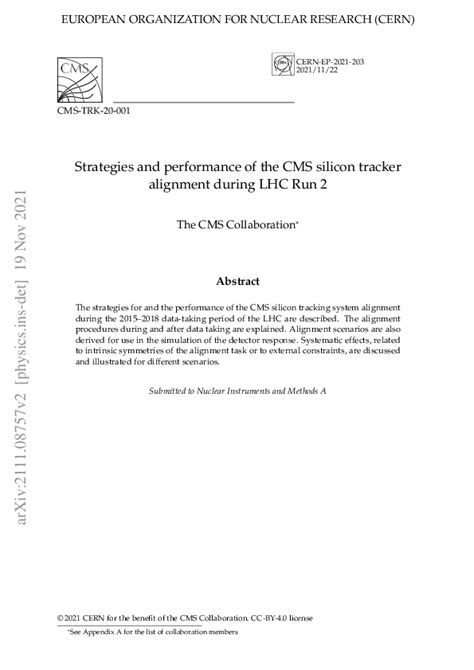Pdf Strategies And Performance Of The Cms Silicon Tracker Alignment
