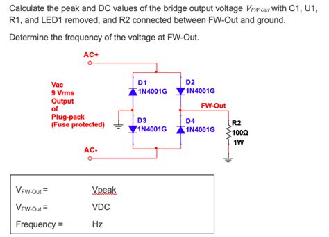solved calculate the peak and dc values of the bridge output