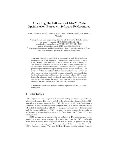 Pdf Analyzing The Influence Of Llvm Code Optimization Passes On