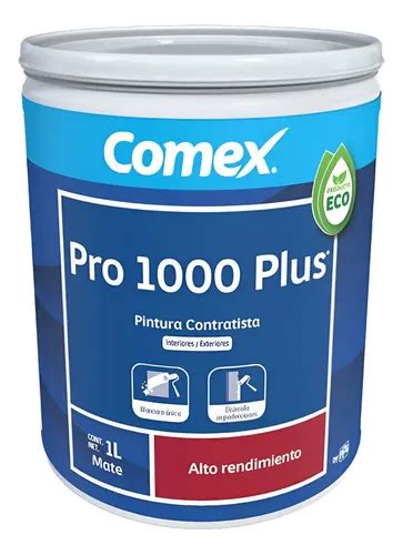 Pintura Acrílica Comex Pro 1000 Plus Blanca 1 Litro Interior Exterior