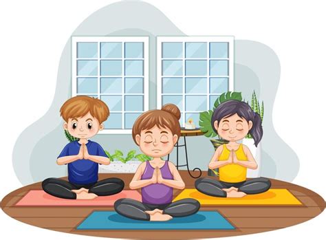 Übendes Yoga Der Gruppe Von Personen Premium Vektor