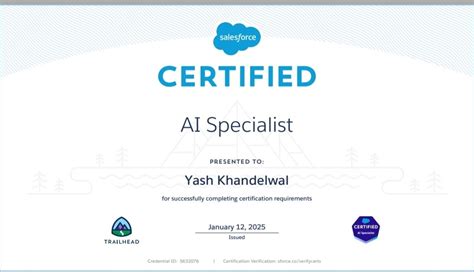 Yash Khandelwal On Linkedin Salesforce Aispecialist Ai Certification Careergrowth