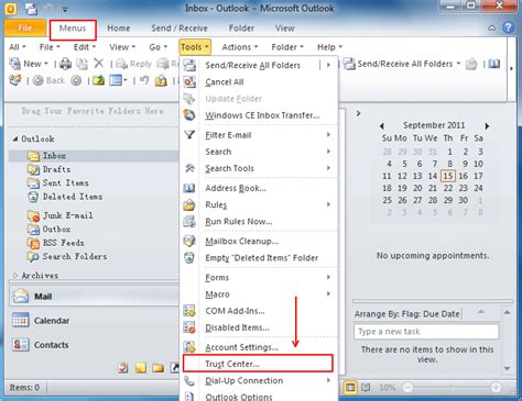 Where Is Trust Center In Microsoft Outlook 2010 2013 2016 2019 And 365