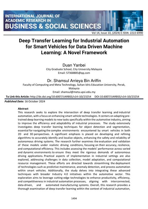 Pdf Deep Transfer Learning For Industrial Automation For Smart Vehicles For Data Driven