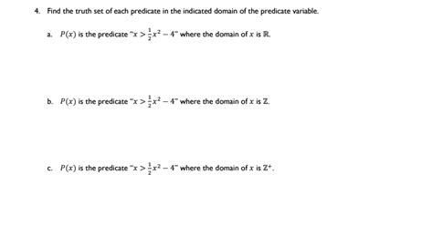 Find The Truth Set Of Each Predicate In The Indicated Chegg