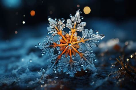Big Snowflake Close Up Winter Snowdrifts And New Year S Symbol Ai Generated Stock