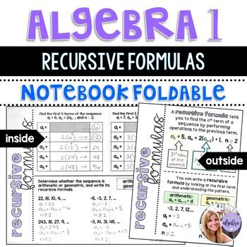 Algebra Recursive Formulas Arithmetic Geometric Foldable