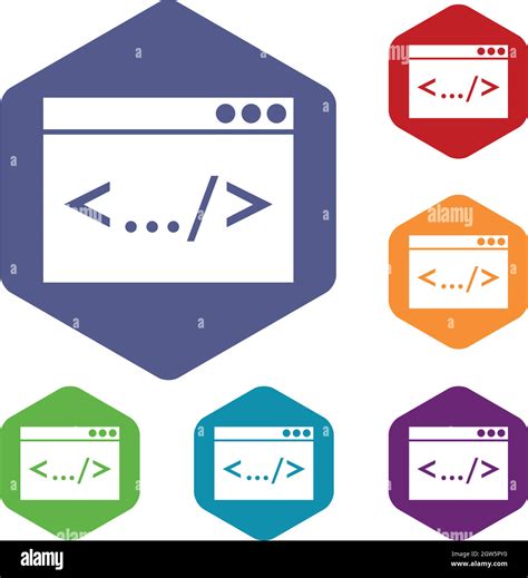 code window icons set stock vector image and art alamy
