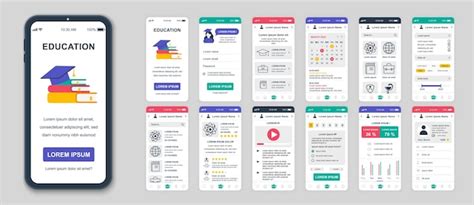 Ui Ux Gui 화면 의약품 앱 플랫 세트 프리미엄 벡터