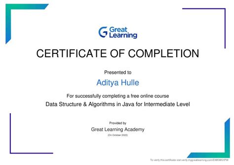 Aditya Hulle On Linkedin A Certificate Of Completion For A Data