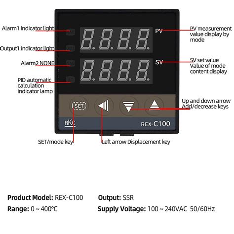 Rex C100 Temperature Controller Pid Thermostat Ssr Output 0 400 C With K Thermocouple