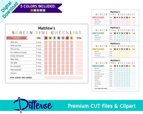 Screen Time Checklist Screen Time Chart Screen Time Etsy Australia
