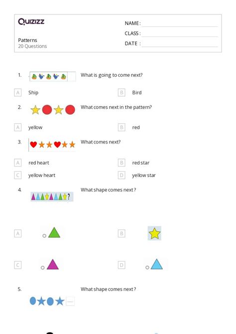 50 Shape Patterns Worksheets For 2nd Class On Quizizz Free And Printable 50 Shape Patterns Worksheets For 2nd Class On Quizizz Free And Printable