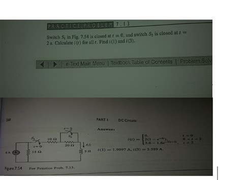 Solved Switch S In Fig 7 54 Is Closed At T 0 And Switch