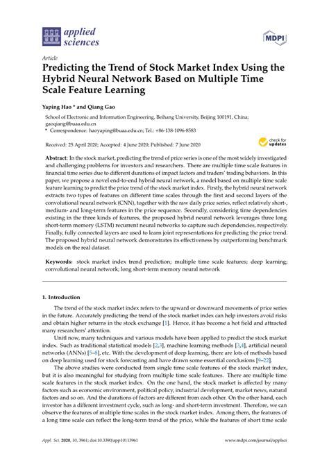 Pdf Predicting The Trend Of Stock Market Index Using The Hybrid