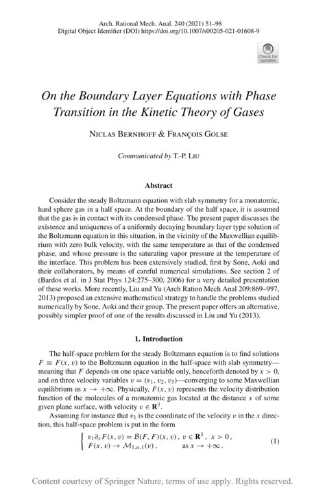 Pdf On The Boundary Layer Equations With Phase Transition In The