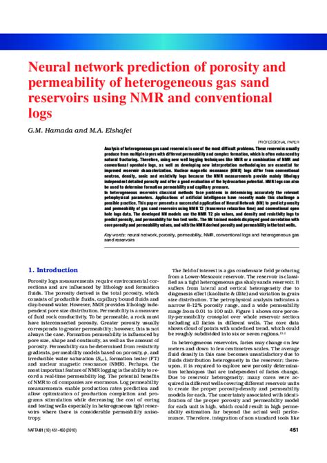 Pdf Neural Network Prediction Of Porosity And Permeability Of Heterogeneous Gas Sand Reservoirs