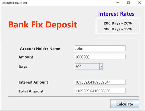 Banking Deposit Amount Calculation In Java Tutusfunny