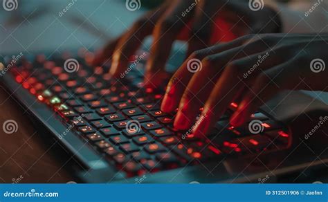 Hands Of A Hacker On The Keyboard Of A Laptop In The Dark Stock Illustration Illustration Of