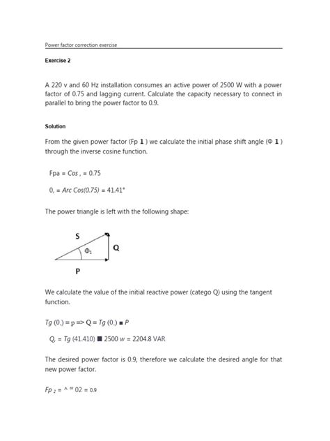 exercise 2 solved power factor correction pdf