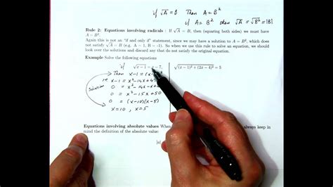 Precalculus Lecture 5 Part 8 Equations With Radicals Youtube