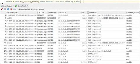 how to view the version history of an oracle database oracle