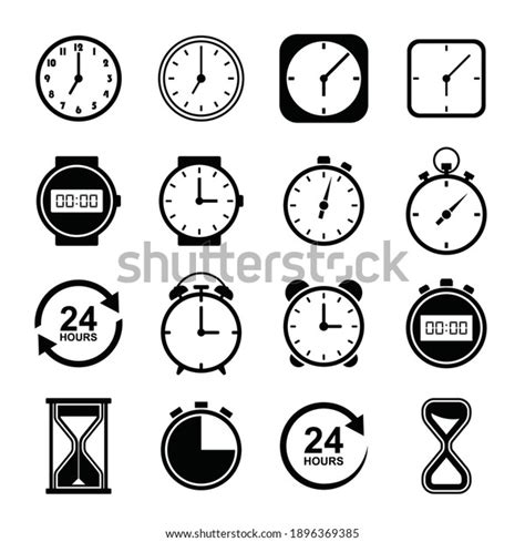 Time Clock Icons Clocks Icon Collection 库存矢量图（免版税）1896369385