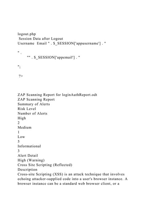 Logoutphp Session Data After Logout Username Email Docx