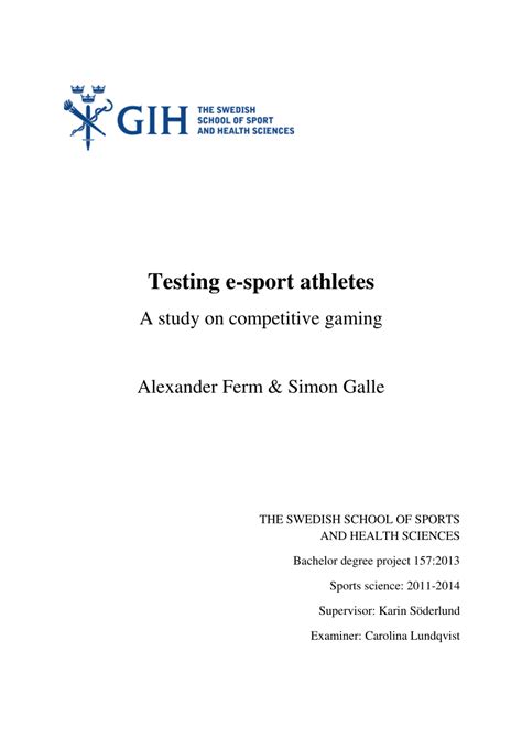 PDF Testing E Sport Athletes