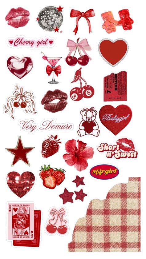 Red Stickers Vintage Etiketler Scrapbook Yapımı Stickers