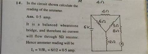 In The Circuit Shown Calculate The Reading Of The Ammeter Ans A