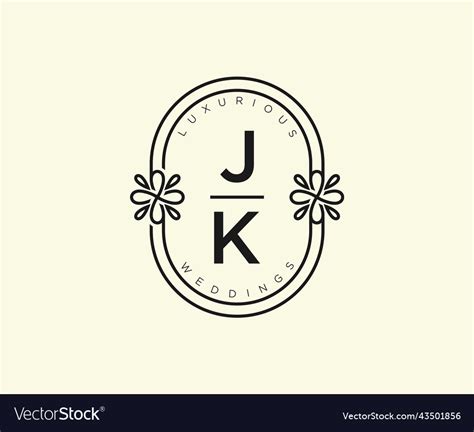Jk Initials Letter Wedding Monogram Logos Vector Image