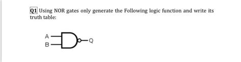Solved Q Using NOR Gates Only Generate The Following Logic Chegg