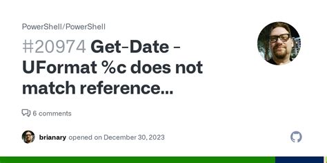 Get Date Uformat C Does Not Match Reference Implementation · Issue 20974 · Powershell