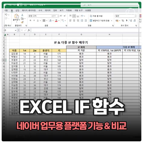 엑셀 If 함수 기초 정리 단일 다중 조건식 활용 사용법 네이버 블로그