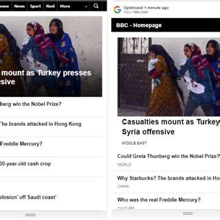 Freshly Transcoded Page On The Left Vs Cached Web Page On The Right